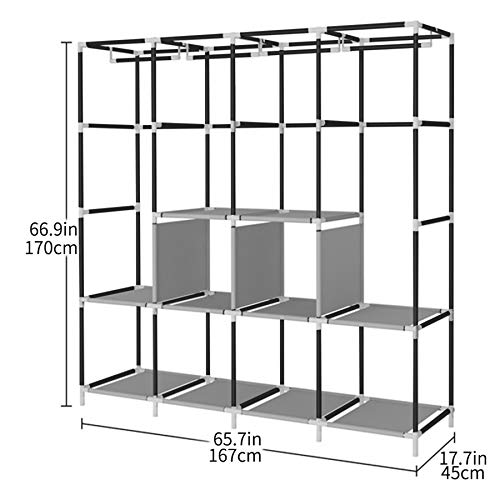 ACCSTORE Portable Wardrobe Clothing Wardrobe Shelves Clothes Storage Organiser with 4 Hanging Rail,Black