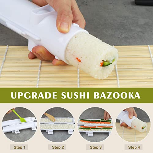 Sushi Making Kit, 28 Pcs Sushi Bazooka Maker with Bamboo Rolling Mat, Chopsticks, Paddle, Spreader, Sushi Knife for Sushi Lovers Beginners, DIY Sushi Roller Machine