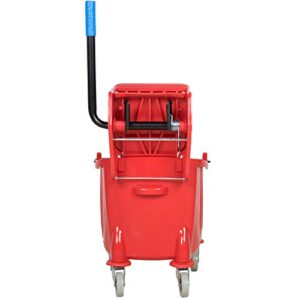 Red Lavex Janitorial 35 Qt./ 9 Gallon/ 34 Liters Brown Mop Bucket & Side Press Wringer Combo. Perfect to use at Home, Commercial, Restaurant, Hotel, School, Front-of-House, bathrooms, The Kitchen.