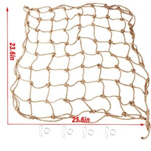 VTurboWay Bird Climbing Net, Parrot Climbing Cotton Rope Thicken Chew Toys Net Hammock Hanging Ladder Habitat for Parrot Cockatoo Cockatiel Macaw African Greys Budgies Parakeet (23.6" x 23.6")