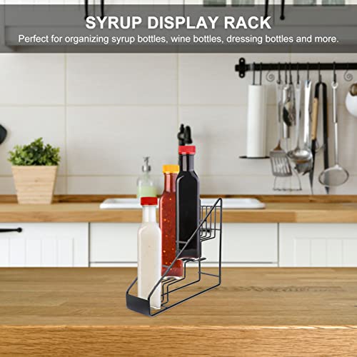 DOITOOL Syrup Bottle Rack Desktop Stainless Steel Wire Bottle Holder Rack Countertop Display Stand Wine Rack Holder for Home kitchen Coffee Shop Cafe Black Coffee Syrup Organizer