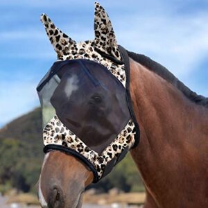 Harrison Howard LumiVista Horse Fly Mask Standard with Ears UV Protection for Horse Leopard Print M Cob