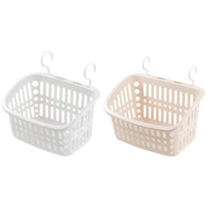 hemoton 2pcs hanging plastic storage basket over the cabinet sink organization sundry holder container box for kitchen bathroom cabinet