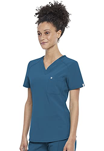 Cherokee Infinity Women Scrubs Top V-Neck CK687A, L, Caribbean Blue