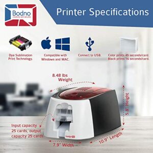 Badgy100 Color Plastic ID Card Printer with Complete Supplies Package with Bodno ID Software - Silver Edition