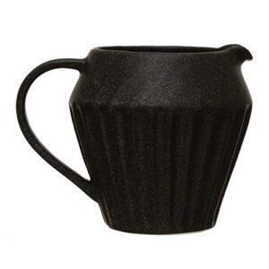 creative co-op 14 oz. stoneware, reactive glaze, matte black finish pitcher, 4.5"