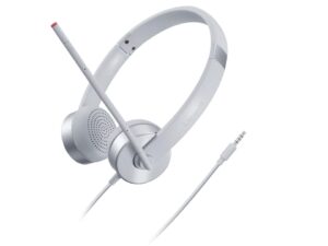 lenovo 100 stereo analog headset, 3.5mm, 180° boom microphone, memory-foam earcups, gxd1b60597, cloud grey