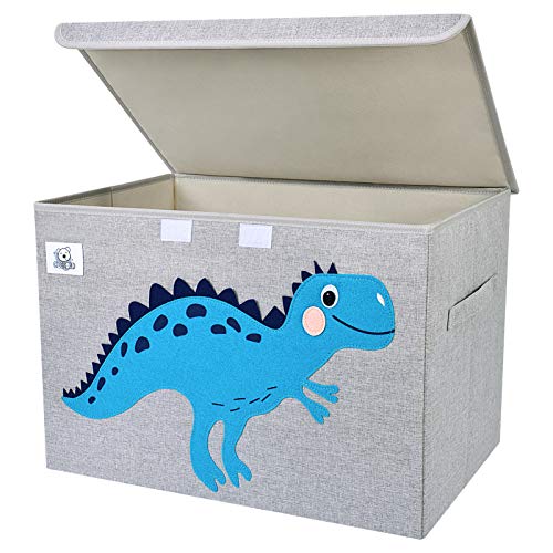 CLCROBD Foldable Large Kids Toy Chest with Flip-Top Lid, Collapsible Fabric Animal Toy Storage Organizer/Bin/Box/Basket/Trunk for Toddler, Children and Baby Nursery (Dinosaur)