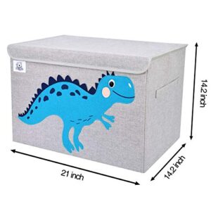 CLCROBD Foldable Large Kids Toy Chest with Flip-Top Lid, Collapsible Fabric Animal Toy Storage Organizer/Bin/Box/Basket/Trunk for Toddler, Children and Baby Nursery (Dinosaur)