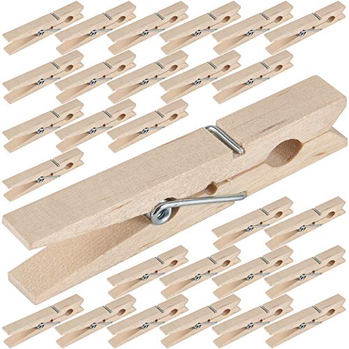 ZEONHAK 300 Pack 2-7/8 Inches Natural Wooden Clothespins, Upgraded Wood Clothespins with Spring for Crafts, Photos, Clothes, Towels, Decor, Art Wall