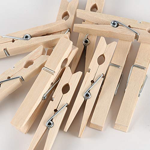 ZEONHAK 300 Pack 2-7/8 Inches Natural Wooden Clothespins, Upgraded Wood Clothespins with Spring for Crafts, Photos, Clothes, Towels, Decor, Art Wall