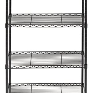 Juggernaut Storage WS201232-4BLK x 12"D x 32"H 4-Tier Wire Shelving Unit, 340 lb Capacity, Black"