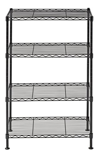 Juggernaut Storage WS201232-4BLK x 12"D x 32"H 4-Tier Wire Shelving Unit, 340 lb Capacity, Black"