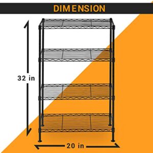 Juggernaut Storage WS201232-4BLK x 12"D x 32"H 4-Tier Wire Shelving Unit, 340 lb Capacity, Black"