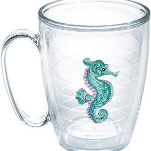 Tervis Purple Teal Seahorse Made in USA Double Walled Insulated Tumbler Travel Cup Keeps Drinks Cold & Hot, 16oz Mug - No Lid, Clear