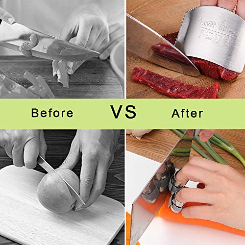 6Pcs 2 Kinds Stainless Steel Finger Guard for Cutting Vegetables Fruit, Finger Protector for Safe, Cutting Protector Avoid Hurting When Slicing Dicing, Kitchen Safe Tool