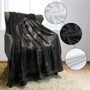 HommomH Black Lab Blanket, Gorgeous Labrador Dog Print, Soft Fluffy Fleece Throw 50"x60"