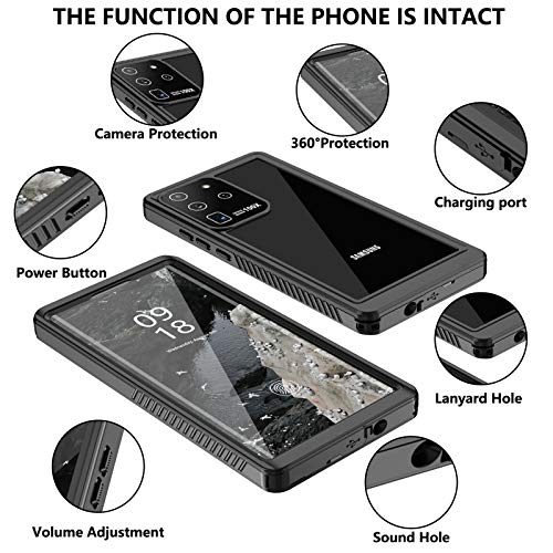 ANTSHARE for Samsung Galaxy S20 Ultra Case Waterproof, Built in Screen Protector 360° Full Body Heavy Duty Protective Shockproof IP68 Underwater Case for Samsung Galaxy S20 Ultra 6.9inch Black/Clear