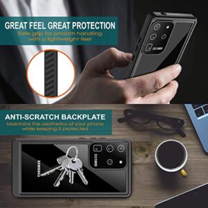 ANTSHARE for Samsung Galaxy S20 Ultra Case Waterproof, Built in Screen Protector 360° Full Body Heavy Duty Protective Shockproof IP68 Underwater Case for Samsung Galaxy S20 Ultra 6.9inch Black/Clear