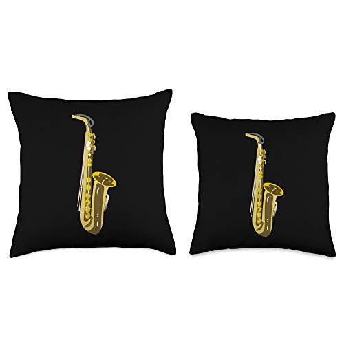 es designs Cool Saxophone Jazz Musician Throw Pillow, 18x18, Multicolor