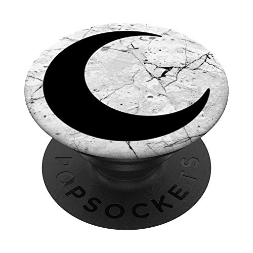 Black Crescent Moon White PopSockets Swappable PopGrip