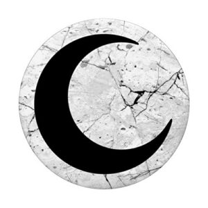 Black Crescent Moon White PopSockets Swappable PopGrip