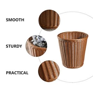 FAVOMOTO Waste Basket Waste Plastic Wastebasket Bin Rattan Trash Can Woven Hyacinth Storage Basket Rubbish Paper Bins for Living Room Bedroom Study Garbage Container Kitchen Retro Waste bin Trashcan