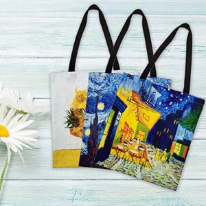 3 Pack Canvas Tote Bag Reusable Grocery Shopping Tote Bag Large Women Shoulder Bag Handbag 3 Designs, 13 X 14 Inch