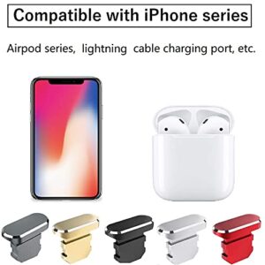 10 Pcs Anti Dust Plugs, Charging Dust Cover iPhone Dust Plug Charging Port Covers Compatible with iPhone 12, Pro, Max, X, XS, XR, 11, 8, 7, 6 Plus iPad Mini Air (Black, Gray, Gold, Red, Silver)