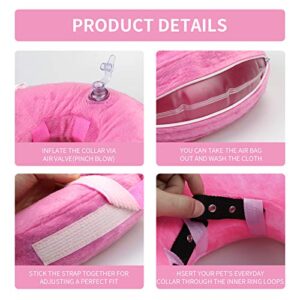 MCHY Inflatable Dog Cone,Adjustable Recovery Collar for Dogs After Surgery,Prevent from Biting & Scratching,Not Block Vision (M, Pink)