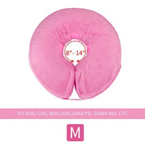 MCHY Inflatable Dog Cone,Adjustable Recovery Collar for Dogs After Surgery,Prevent from Biting & Scratching,Not Block Vision (M, Pink)