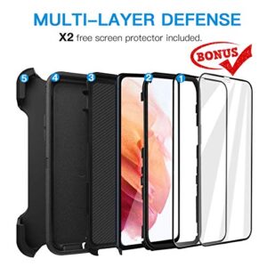 AICase Belt-Clip Holster Case for Galaxy S21 with Screen Protector, Heavy Duty Drop Protection Full Body Rugged Shockproof/DustProof Military Grade Tough Durable Phone Cover for Samsung Galaxy S21