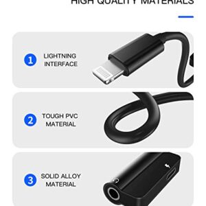 Headphone Adapter for Lightning to 3.5mm AUX Audio Jack and Charger Extender Dongle Earphone Headset Splitter Compatible with iPhone 11 12 Mini pro max xs xr x se2 7 8Plus for Ipad Air Cable Converter