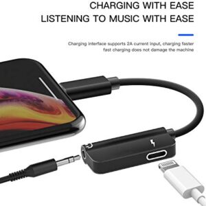 Headphone Adapter for Lightning to 3.5mm AUX Audio Jack and Charger Extender Dongle Earphone Headset Splitter Compatible with iPhone 11 12 Mini pro max xs xr x se2 7 8Plus for Ipad Air Cable Converter