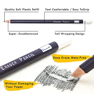 Professional Eraser Pencils Set - Brusarth 3pc Erasing Small Details or add Highlights for Sketching Pencils, Colored Pencils, Charcoal Drawings. Fine Detail Eraser for Beginners & Artists