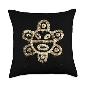 taino art dripping sun boricua cool taino shirt of puerto rico throw pillow, 18x18, multicolor