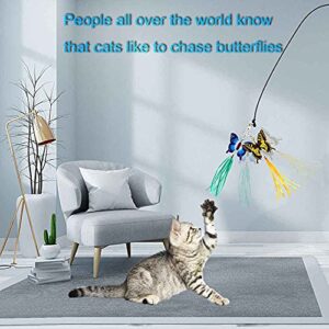 OODOSI Cat Wand Toy, Interactive Cat Toys with 2 Poles & 9 Attachments Worm Feathers, Cat Feather Toy for Kitten Cat for Indoor Cats