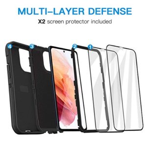 AICase for Galaxy S21 Plus Case with Screen Protector, Heavy Duty Drop Protection Full Body Rugged Shockproof/Dust Proof 3-Layer Military Grade Tough Durable Phone Cover for Samsung Galaxy S21 Plus