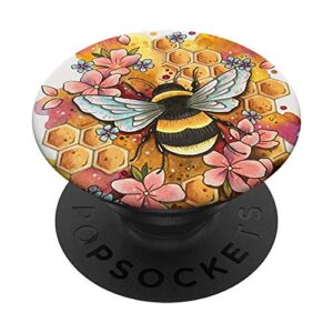 Flower Bee PopSockets Swappable PopGrip