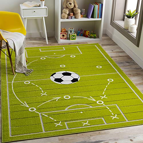 Artistic Weavers Brandi Kids Soccer Area Rug, 3'11" x 5'7", Lime