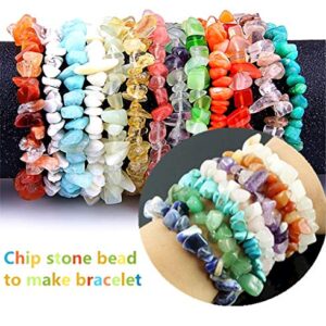 500pcs Natural Chip Stone Beads Multicolor 5mm to 8mm Irregular Gemstone Healing Crystal Loose Rocks Bead Hole Drilled DIY for Bracelet Necklace Earrings Jewelry Making Craft