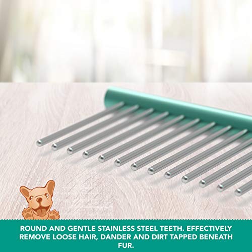 Ruff 'N Ruffus 2 PACK 2-in-1 Stainless Steel Professional Grade Pet Grooming Comb with Rounded Teeth For safe Grooming 7 1/2"