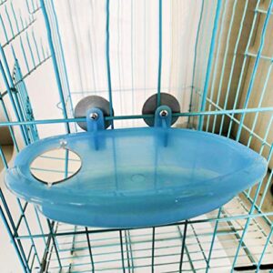 Keersi Bird Bath with Mirror Toy for Pet Small Medium Parrot Budgie Parakeet Cockatiel Conure Lovebird Finch Canary African Grey Cockatoo Amazon Cage Healthy Shower Bathing Tub Food Feeder Bowl