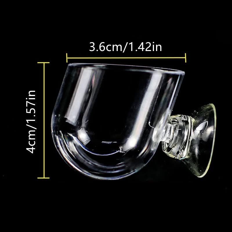 Pssopp Aquarium Red Worm Fish Feeder, Acrylic Floating Fish Feeding Cup Transparent Suction Cup Fish Food Container for Feeding Shrimp Fish