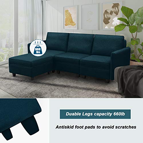 Saemoza Loveseat Sofa Couch with Large Storage, 2 Seater Sectional Couch with Breathable Linen Fabric for Guest Room, Small Apartment (Peacock Blue, Loveseat)