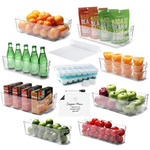 organizedone fridge organizer - 16 pc refrigerator organizer bins - clear pantry bins and refrigerator organizer fridge bins - stackable clear storage bins for pantry or freezer bins