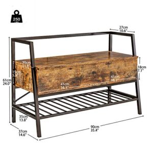 IRONCK Storage Bench, Industrial Shoe Rack Bench with Storage Box, Holds Up to 240 LB Shoe Organizer for Entryway, Bedroom, Closet & Hallway, Entryway Bathroom