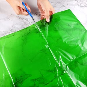 39 x 138 Inch Cellophane Wrap Paper, 2.3 Mil Thick Cellophane Paper with 6 Rolls Colorful Wrap Ribbon for Christmas Holiday DIY Present Wrapping or Basket Filling (Green)