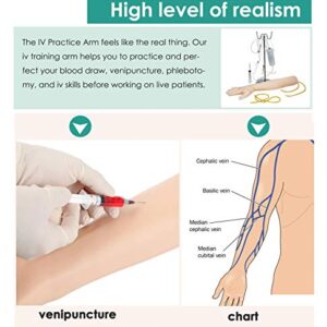 IV Practice Arm Kit, Training Pad with Phlebotomy and Venipuncture Practice Arm, for Nurse Students Practice & Training, IV Starter Kit, Medical Educational Training Teaching Model