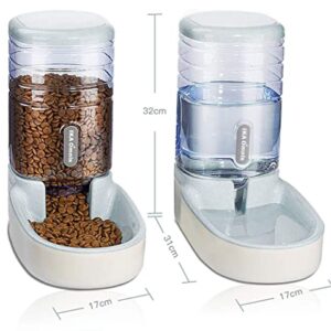 Ika Omnis Automatic Dog Cat Feeder and Water Dispenser Set with Food Scoop for Small/Medium Pet Puppy Kitten - Big Capacity 1 Gallon x 2